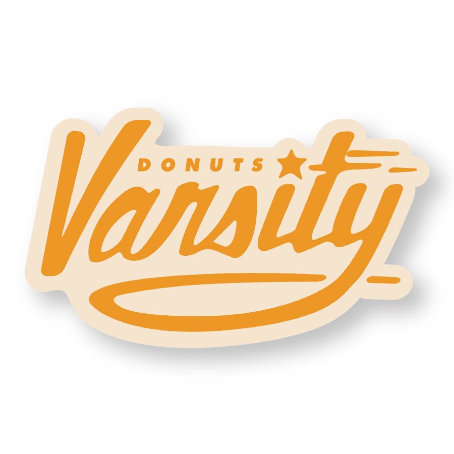 Our original Varsity Heritage Mark design on a sticker – Varsity Donuts