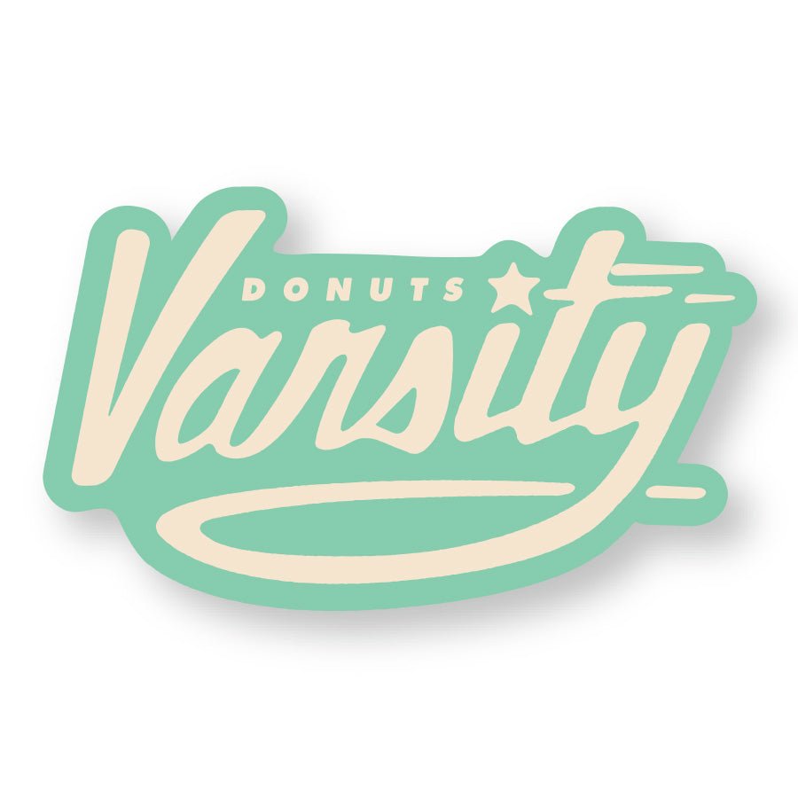 Our original Varsity Heritage Mark design on a sticker – Varsity Donuts